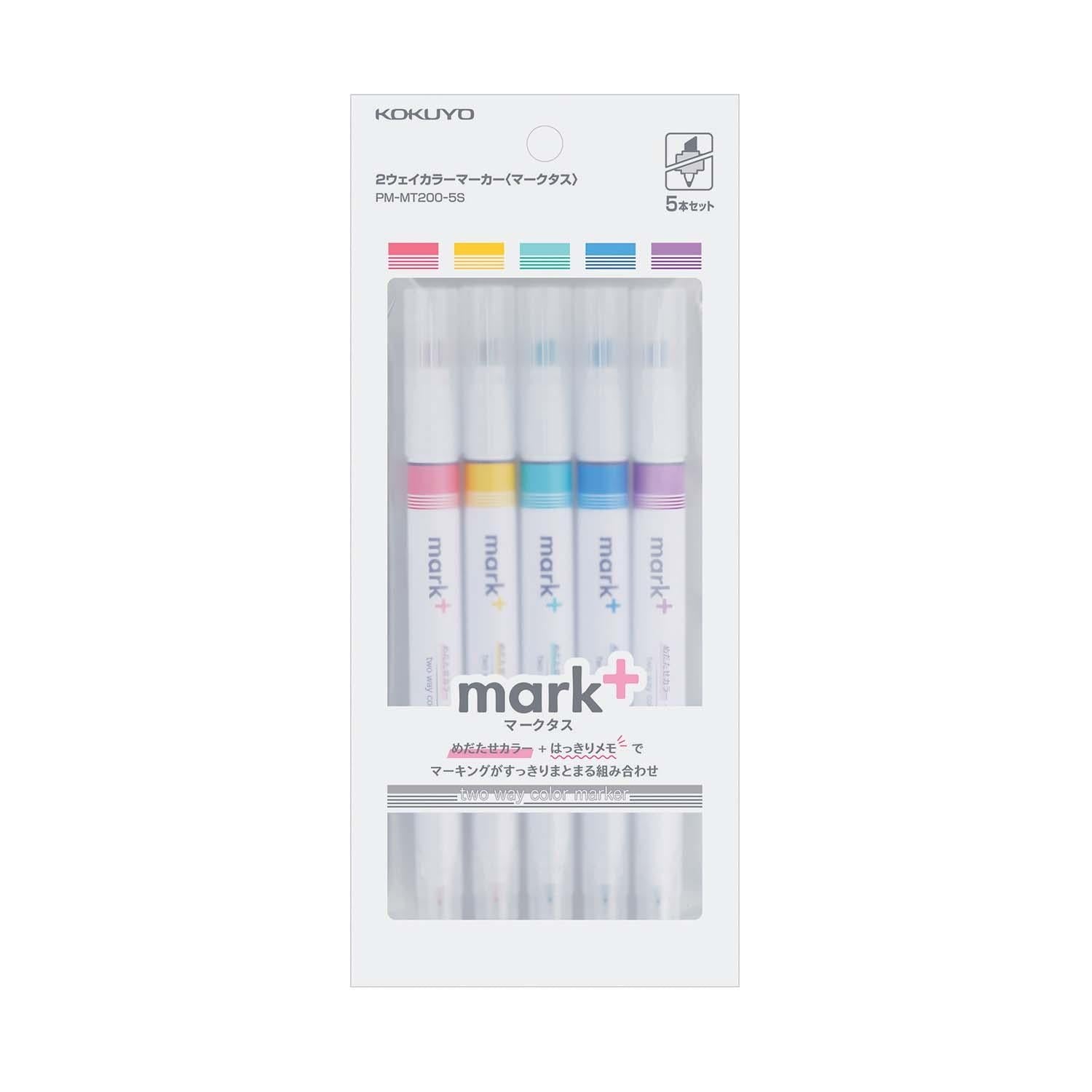 Kokuyo – Mark+ 2 Way Marker Set of 5 Type 1 – Double-tip highlighters ...