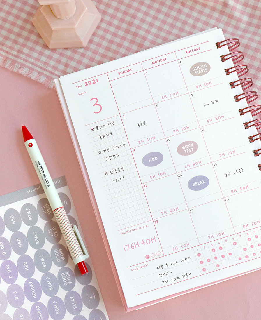 Iconic - Hey Day Study Planner Pink – Planificador de estudio A5 (15 x ...