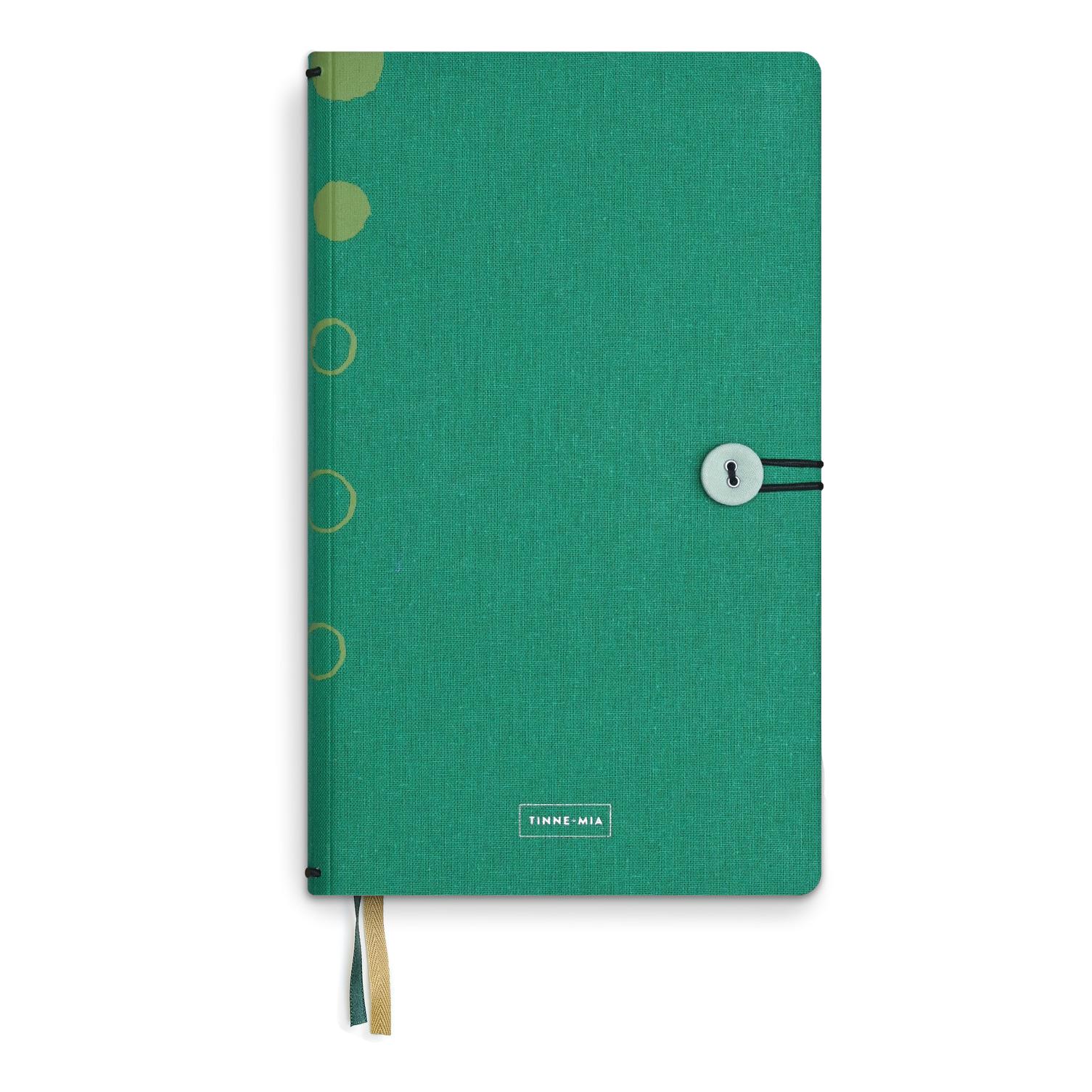 Tinne + Mia – Linnen Notebook with button Emerald – Multi Notebook (12 ...