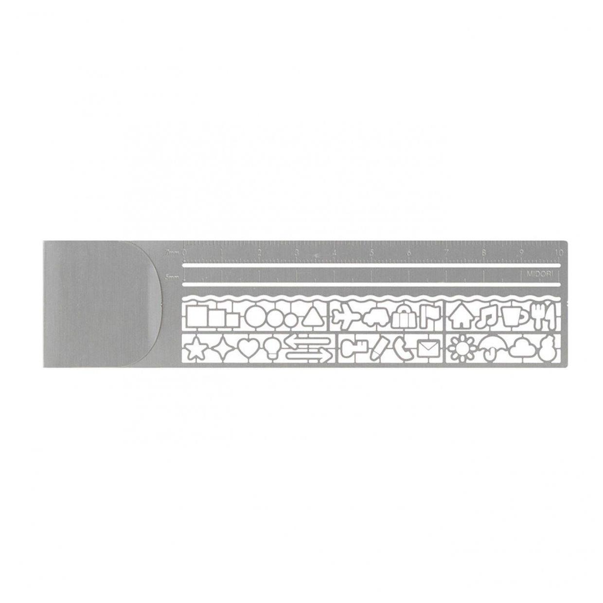 Midori – Clip Ruler – Ruler with drawing template silver color (10 cm ...